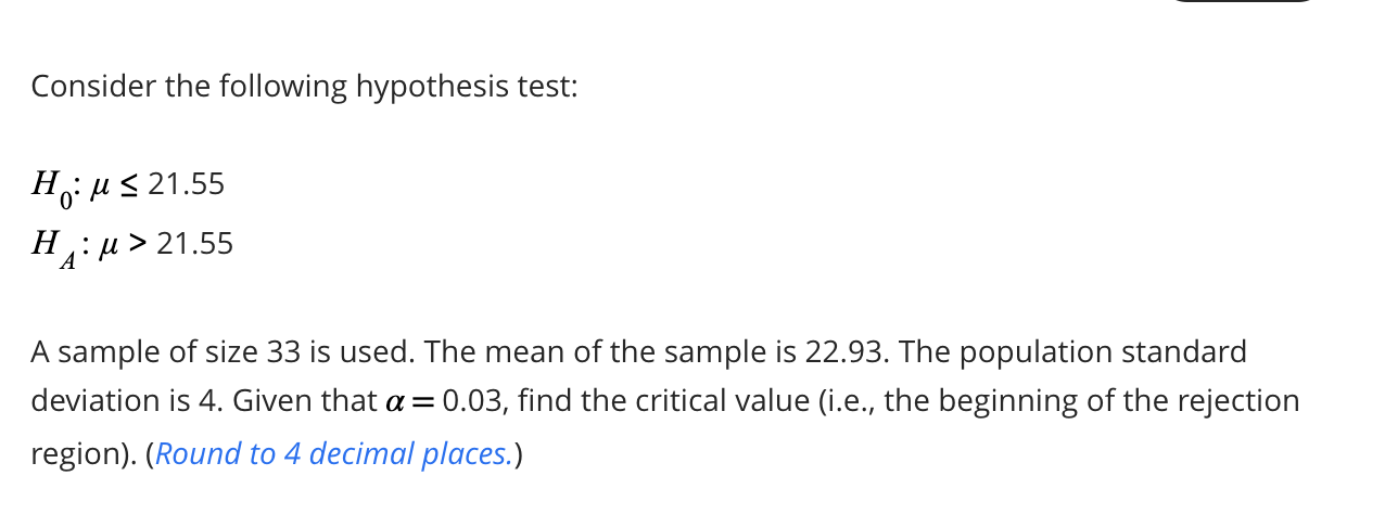 Solved Consider the following hypothesis | Chegg.com