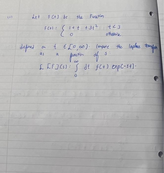 Solved Let F(t) be the Function F(t)={1+t+3t20t