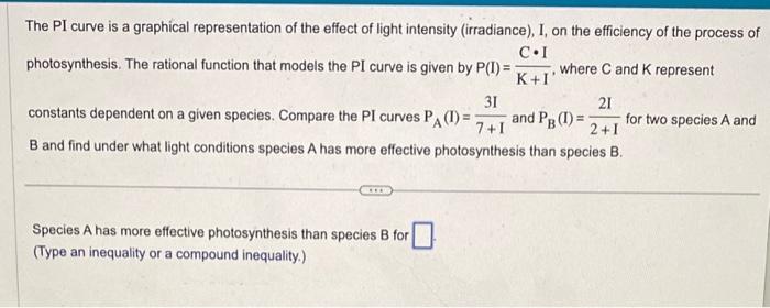 Solved The PI curve is a graphical representation of the | Chegg.com