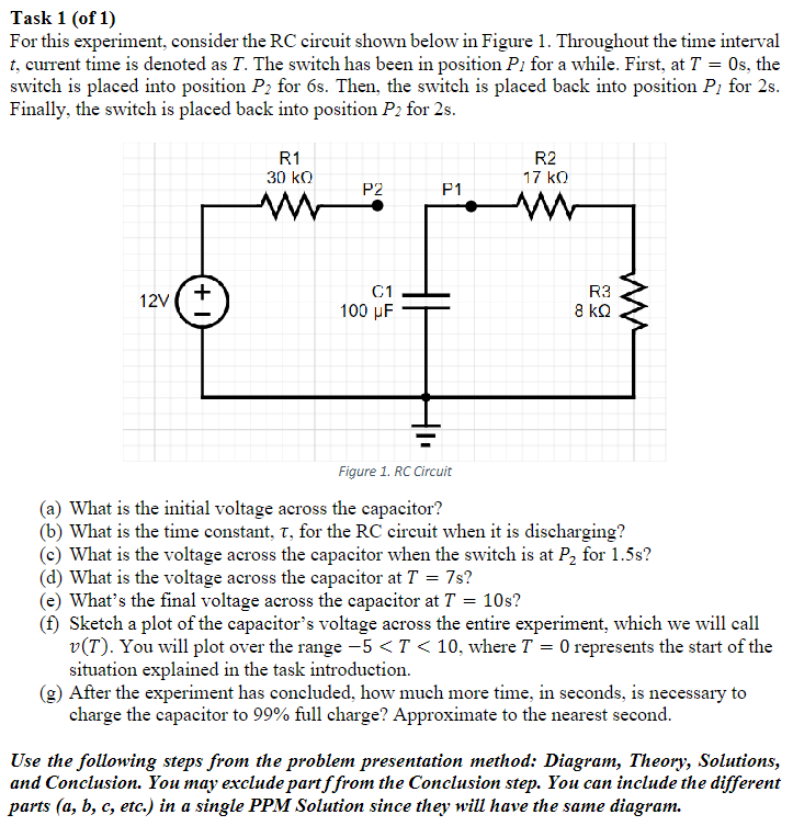 Task 1 (of 1)For this experiment, consider the RC | Chegg.com