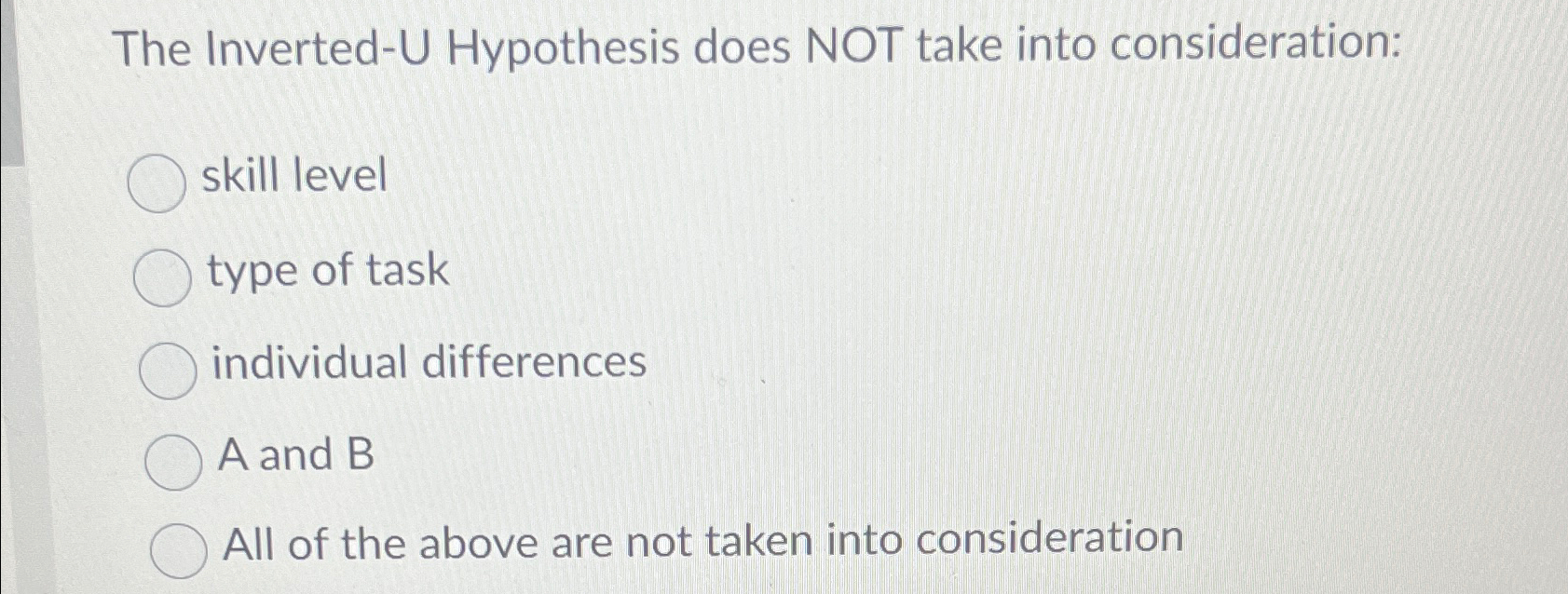 Solved The Inverted-U Hypothesis does NOT take into | Chegg.com