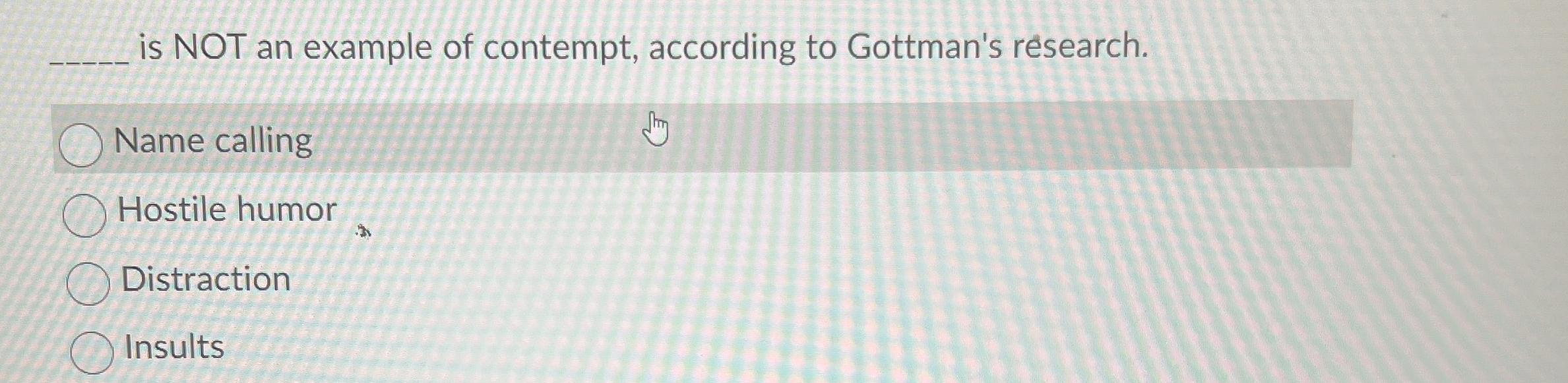 Solved ﻿is NOT an example of contempt, according to | Chegg.com