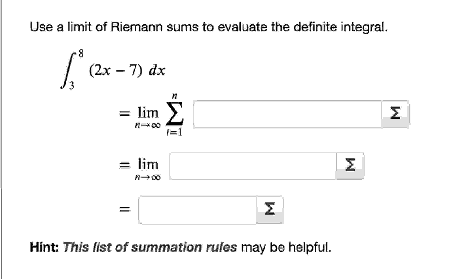 Solved Use a limit of Riemann sums to evaluate the definite | Chegg.com