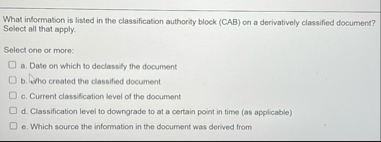 Solved What information is listed in the classification | Chegg.com
