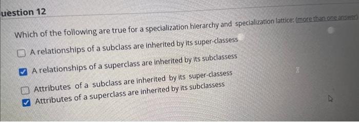 Solved Which of the following are true for a specialization | Chegg.com