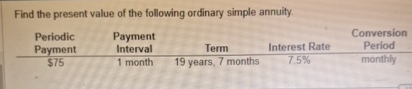 Find the present value of the following ordinary | Chegg.com