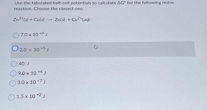 Solved Use the tabulated half-cell potentials to calculate | Chegg.com