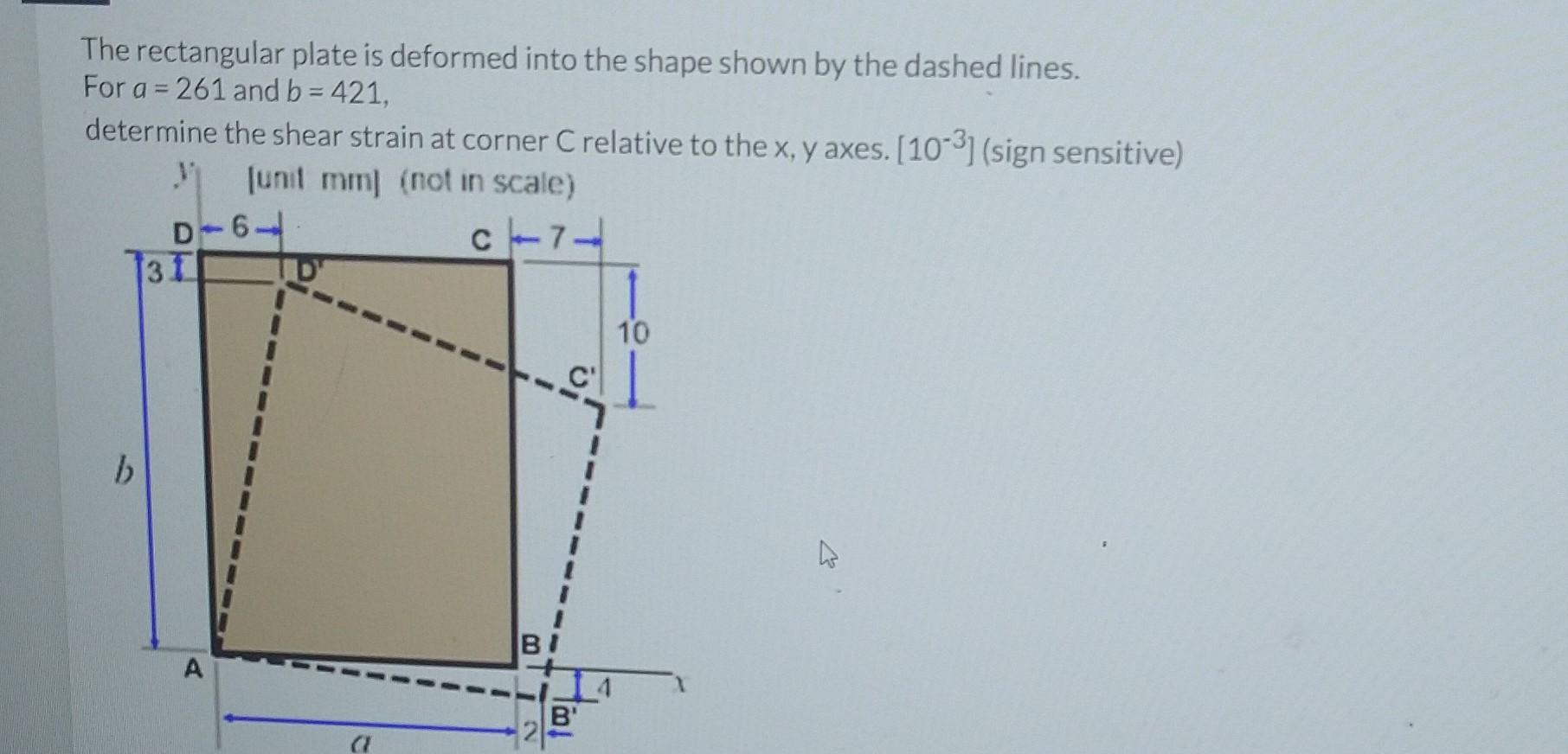 Solved The rectangular plate is deformed into the shape | Chegg.com