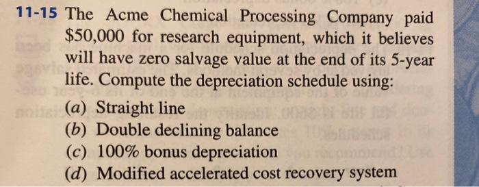 Solved 11-15 The Acme Chemical Processing Company paid | Chegg.com