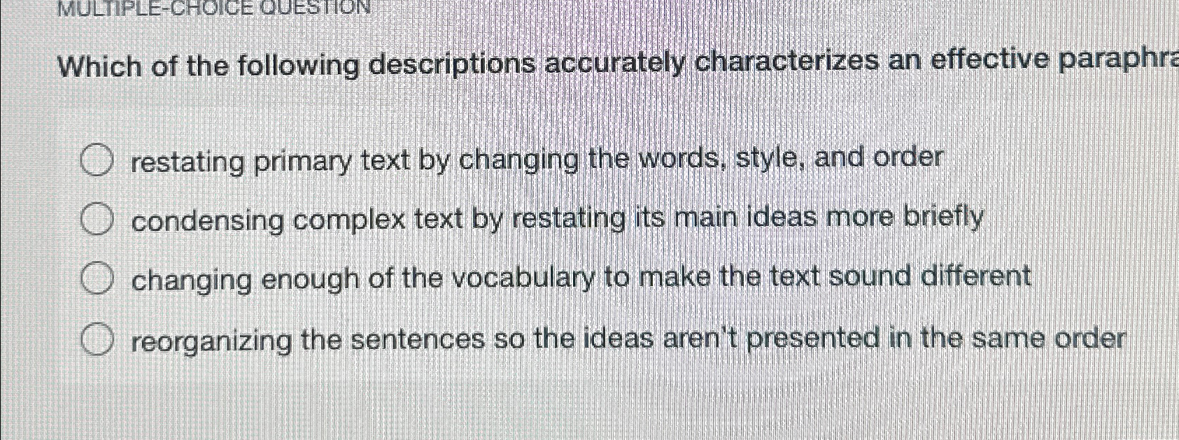Solved Which of the following descriptions accurately | Chegg.com