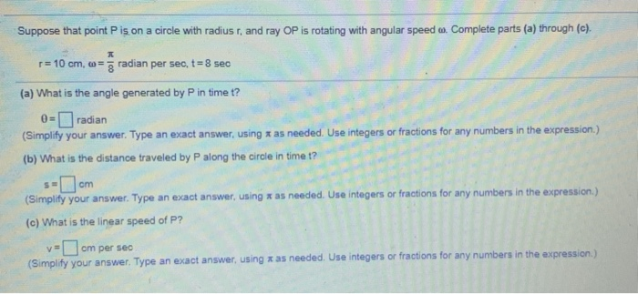 Solved Suppose that point P is on a circle with radius r, | Chegg.com