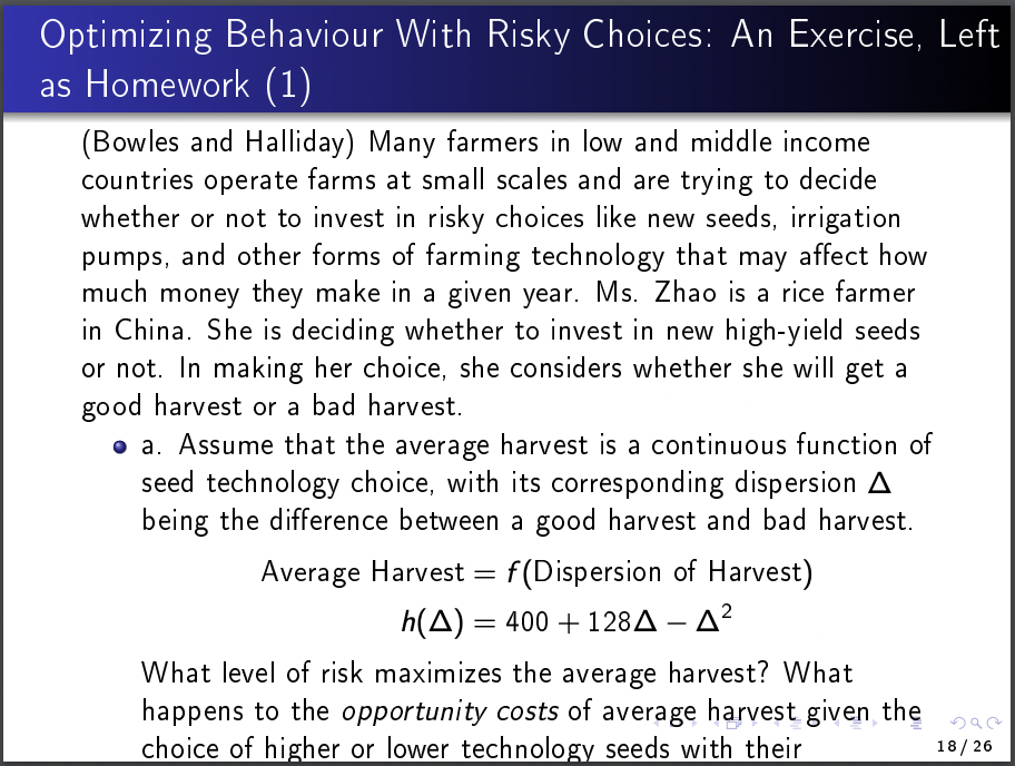 Solved Optimizing Behaviour With Risky Choices: An | Chegg.com