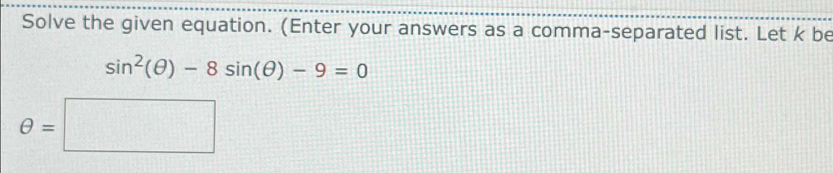 Solved Solve the given equation. (Enter your answers as a | Chegg.com