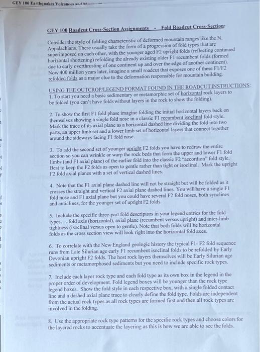Solved GEY 100 Roadsut Cross-Section Assignments - Fald | Chegg.com