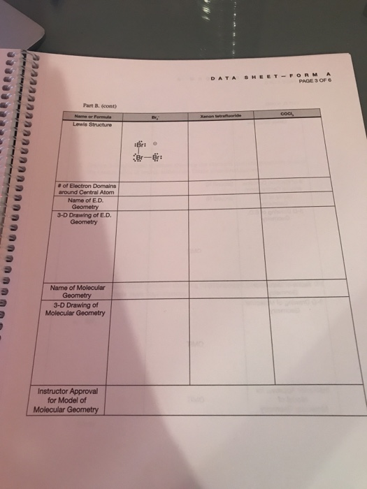 Solved DATA SHEET-FORMA PAGE 2 OF 6 PART B. LEWIS | Chegg.com