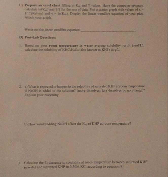 Solved Experimental Data and Calculations: A) From your | Chegg.com