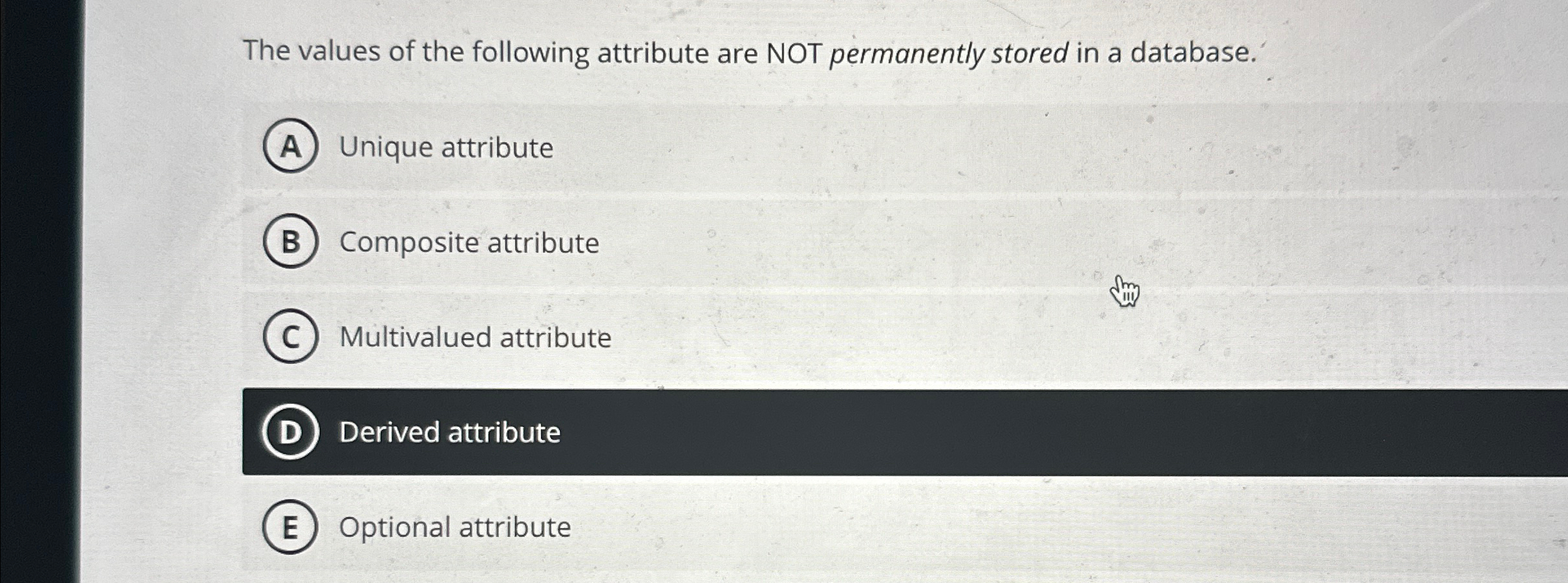 Solved The values of the following attribute are NOT | Chegg.com