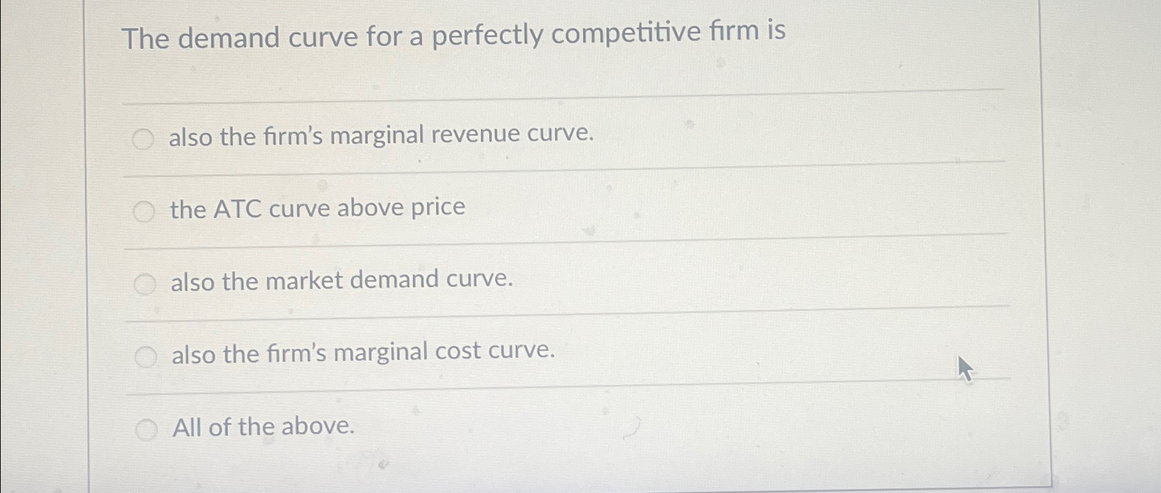 Solved The demand curve for a perfectly competitive firm | Chegg.com