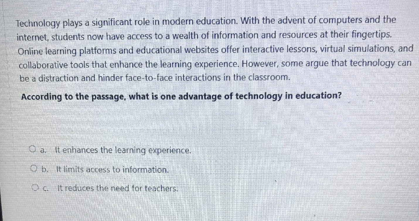 Solved Technology plays a significant role in modern | Chegg.com