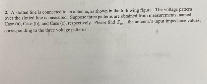 Solved 2. A slotted line is connected to an antenna, as | Chegg.com