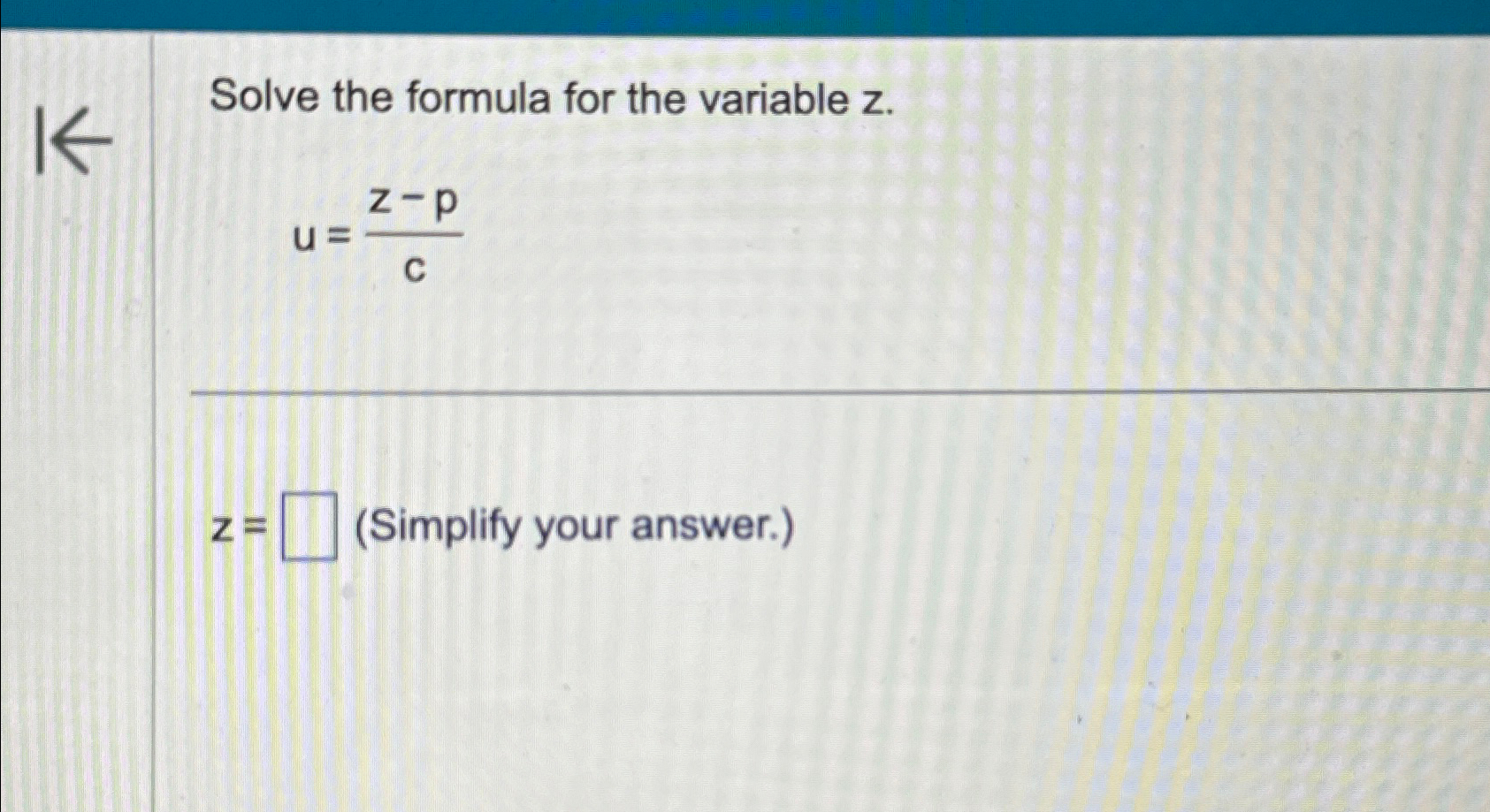 Solved Solve the formula for the variable | Chegg.com