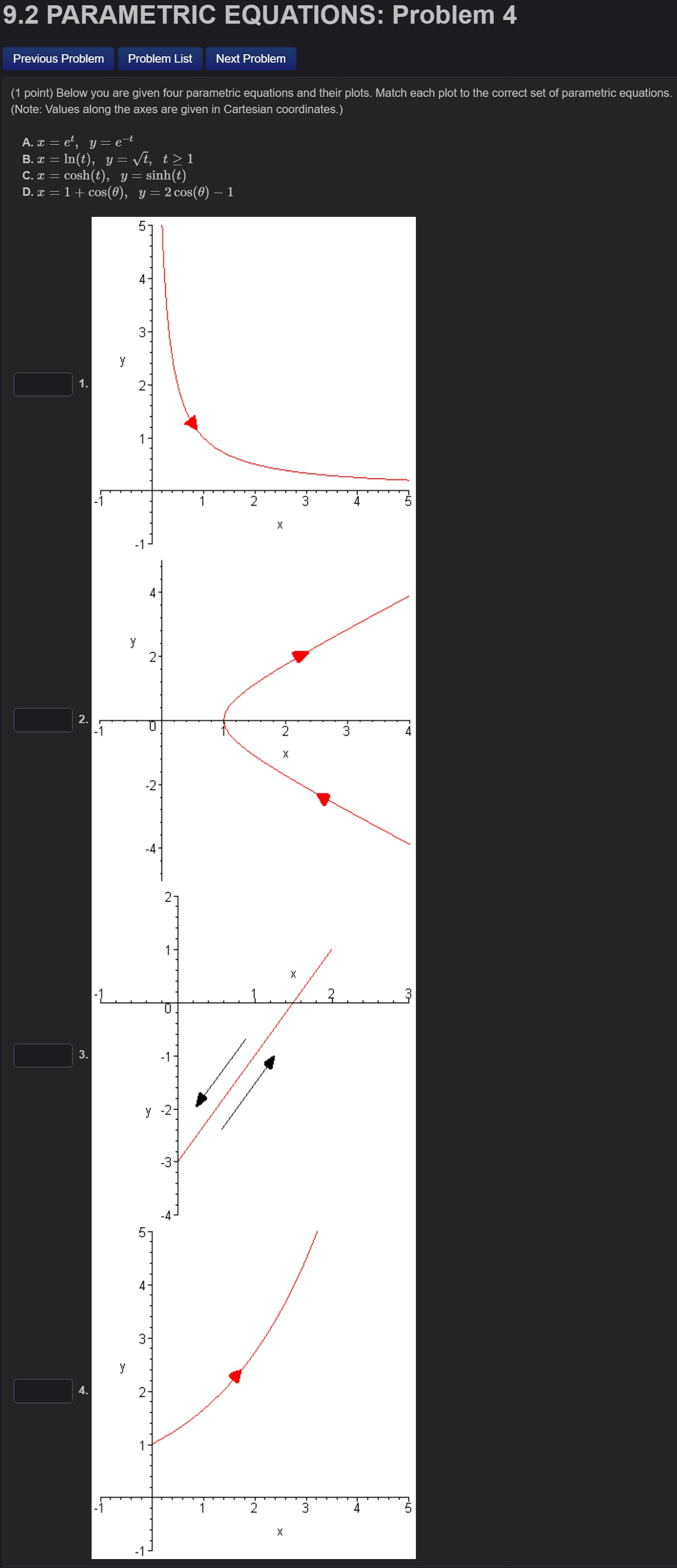 Solved 9.2 ﻿PARAMETRIC EQUATIONS: Problem 4Previous | Chegg.com