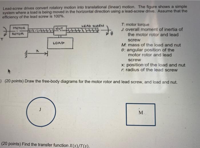 Solved Lead-screw drives convert rotatory motion into | Chegg.com