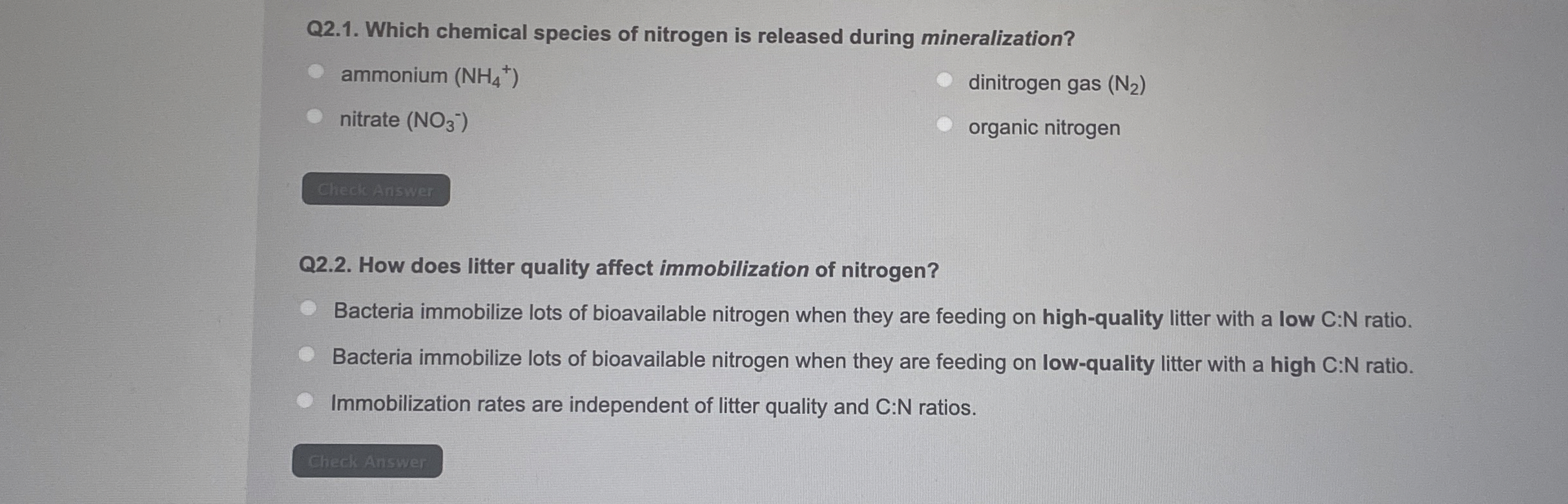 Solved Q2.1. ﻿Which chemical species of nitrogen is released | Chegg.com