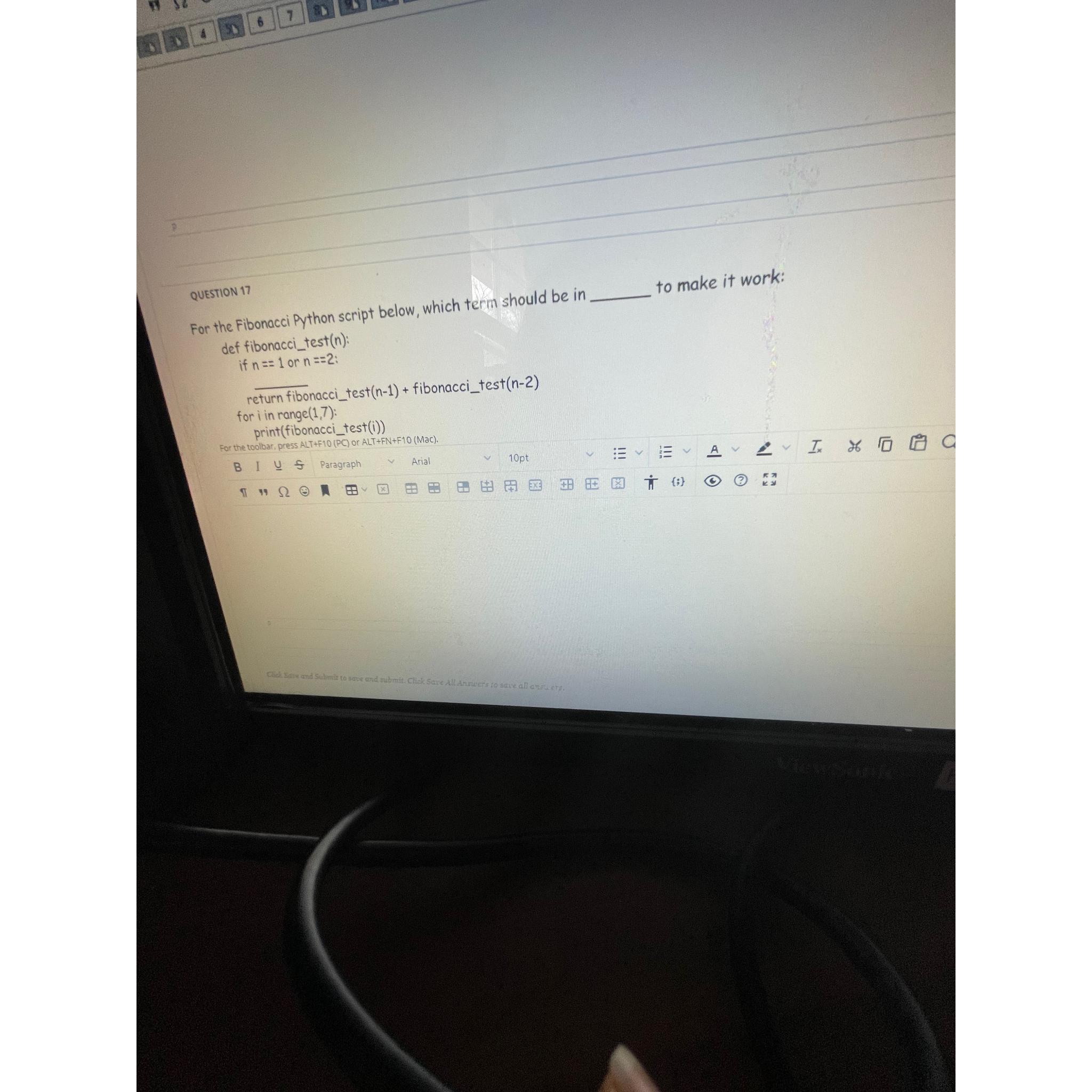 Solved QUESTION 17For the Fibonacci Python script below, | Chegg.com