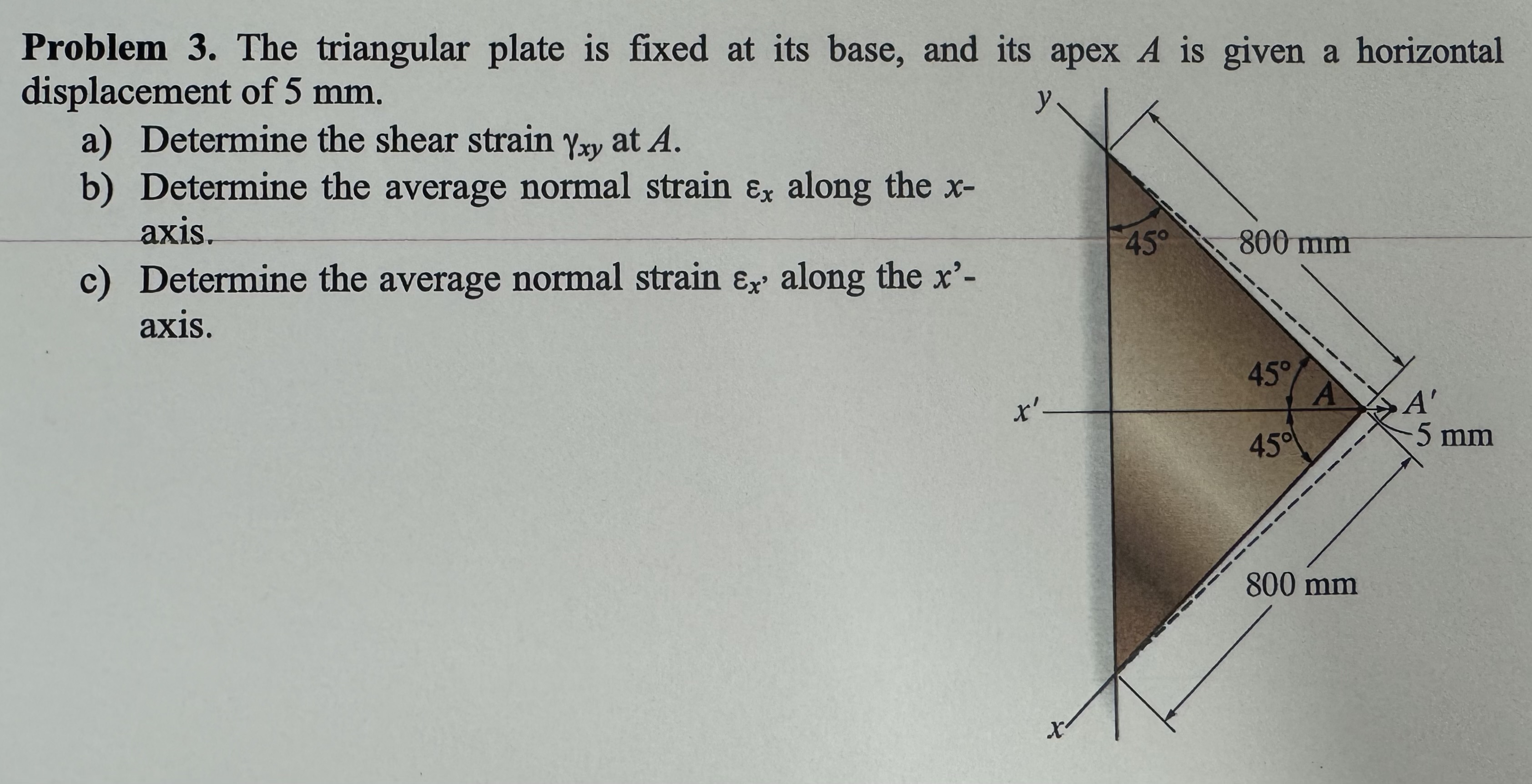 Problem 3. ﻿The triangular plate is ﻿fixed at ﻿its | Chegg.com
