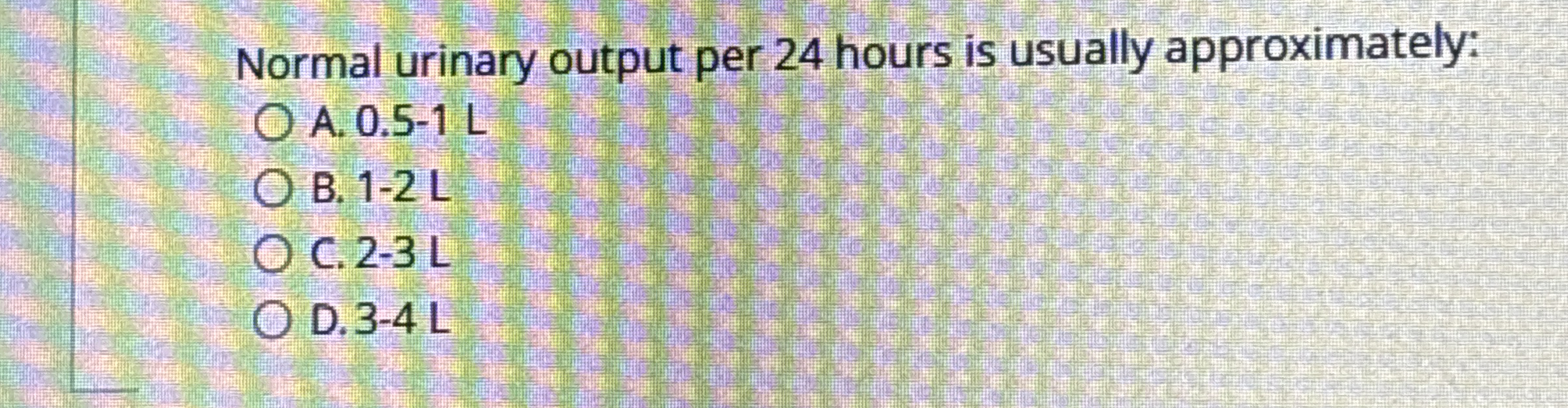 Solved Normal urinary output per 24 ﻿hours is usually | Chegg.com