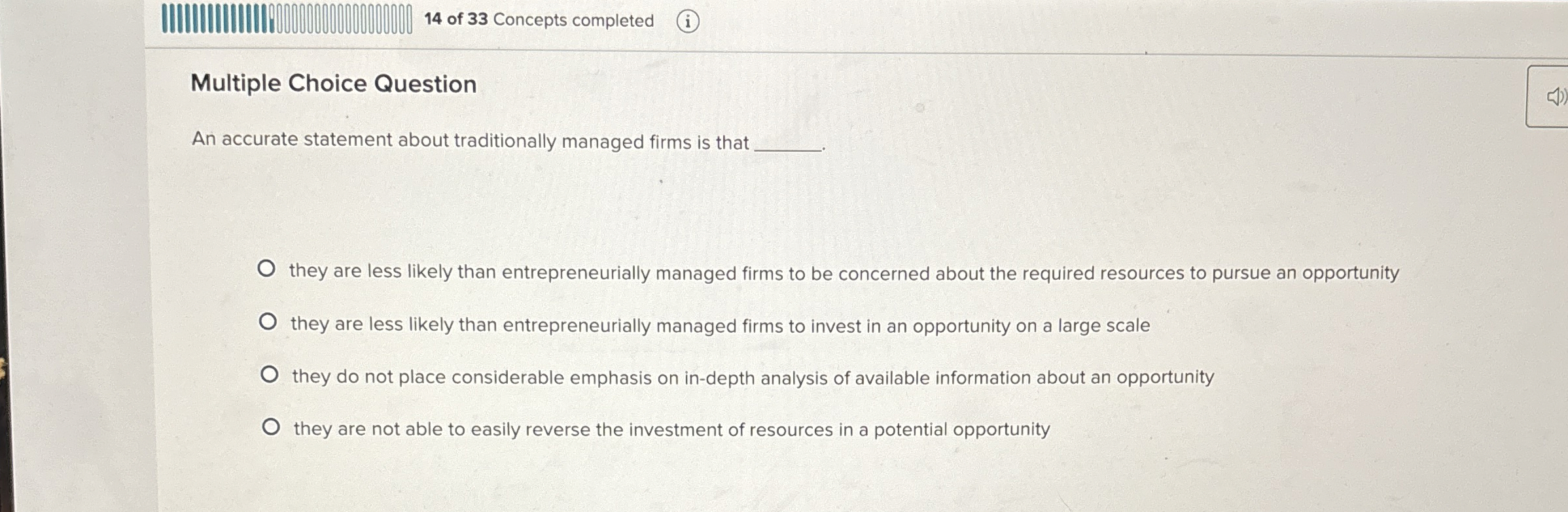 Solved 14 ﻿of 33 ﻿Concepts completedMultiple Choice | Chegg.com
