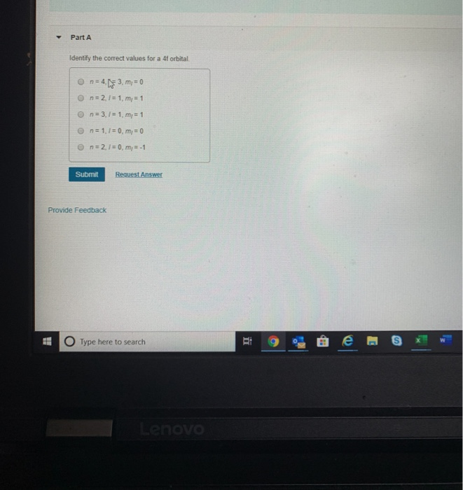 Solved Part A Identify the correct values for a 4f orbital | Chegg.com