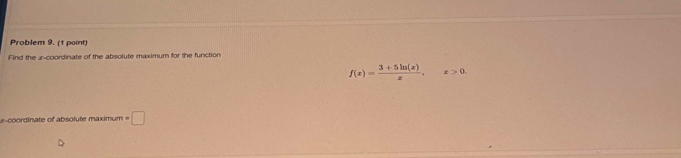 Solved Problem 9. (1 ﻿point)Find the x-coordinate of the | Chegg.com
