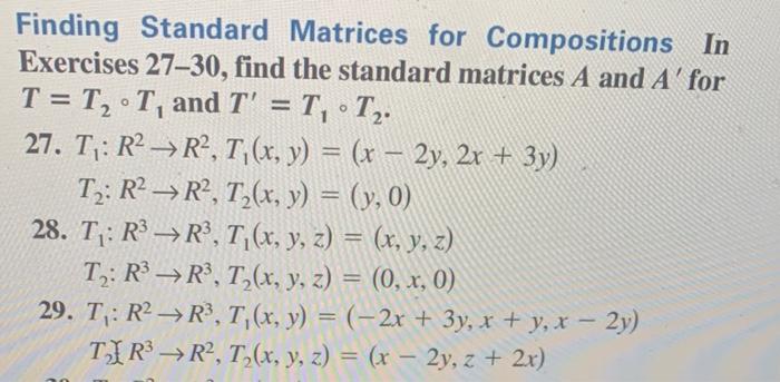 Solved Finding Standard Matrices for Compositions In | Chegg.com