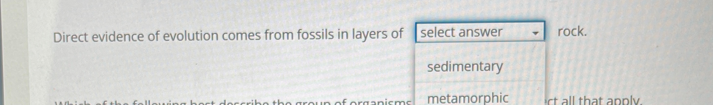 Solved Direct evidence of evolution comes from fossils in | Chegg.com
