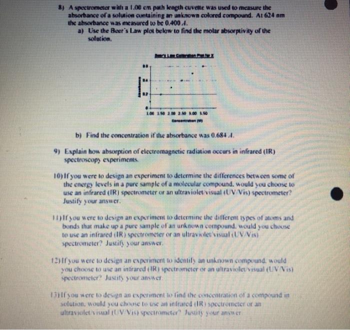 3) A spectrometer what a 1.00 em path length | Chegg.com