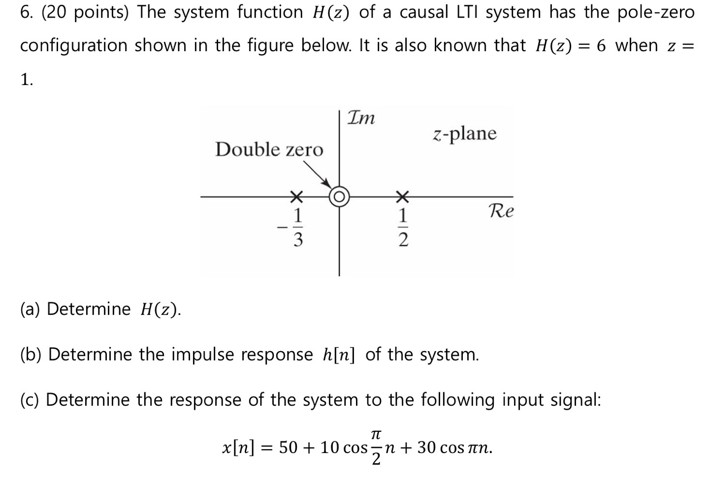 Solved (20 ﻿points) ﻿The system function H(z) ﻿of a causal | Chegg.com