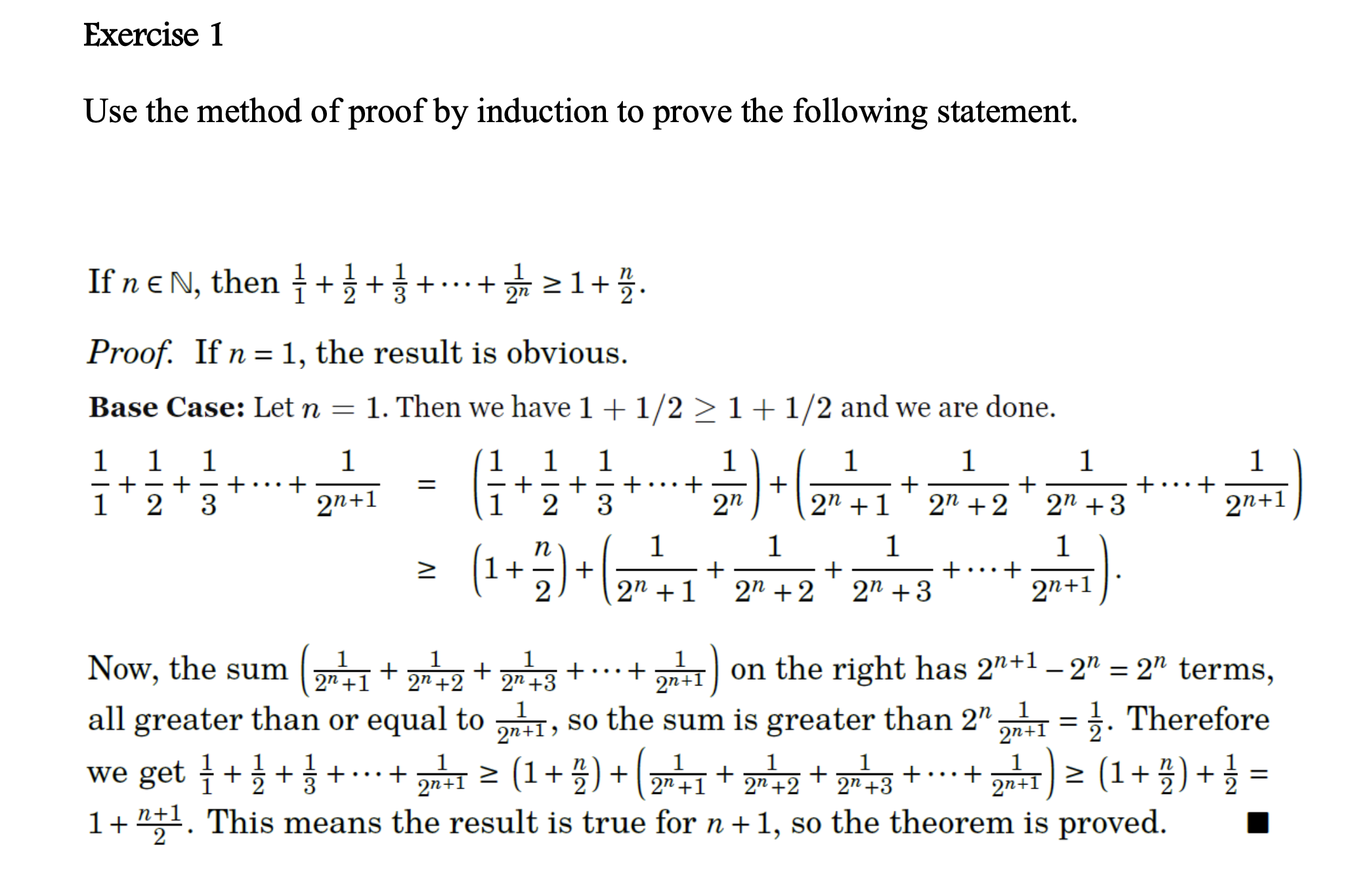 Solved Exercise 1Use the method of proof by induction to | Chegg.com