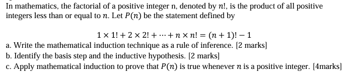 Solved Discrete Math: In mathematics, the factorial of a | Chegg.com