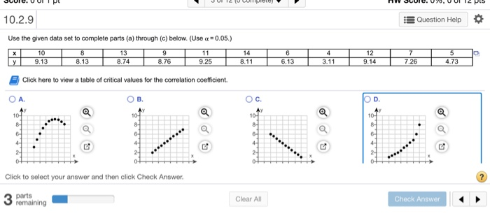 Solved 10 2 9 Question Help Use The Given Data Set To