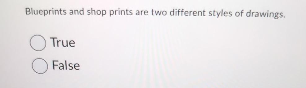 Solved Blueprints and shop prints are two different styles | Chegg.com