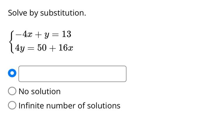 Solved Solve the system by substitution. {3x+5y=17y=−2x+2 No | Chegg.com