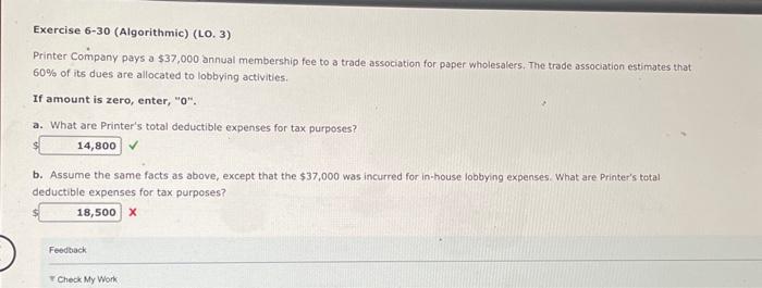 Solved Exercise 6-30 (Algorithmic) (LO. 3) Printer Company | Chegg.com