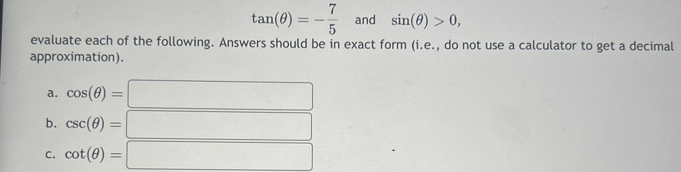 Solved evaluate each of the following. Answers should be in | Chegg.com