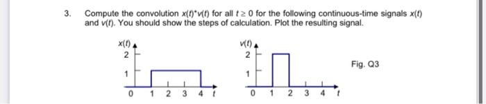 Solved 3. Compute the convolution X(t)*v() for all t2 0 for | Chegg.com