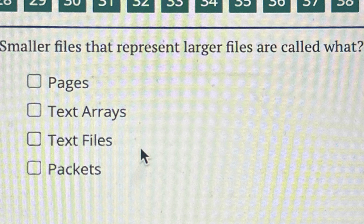 Solved Smaller files that represent larger files are called | Chegg.com