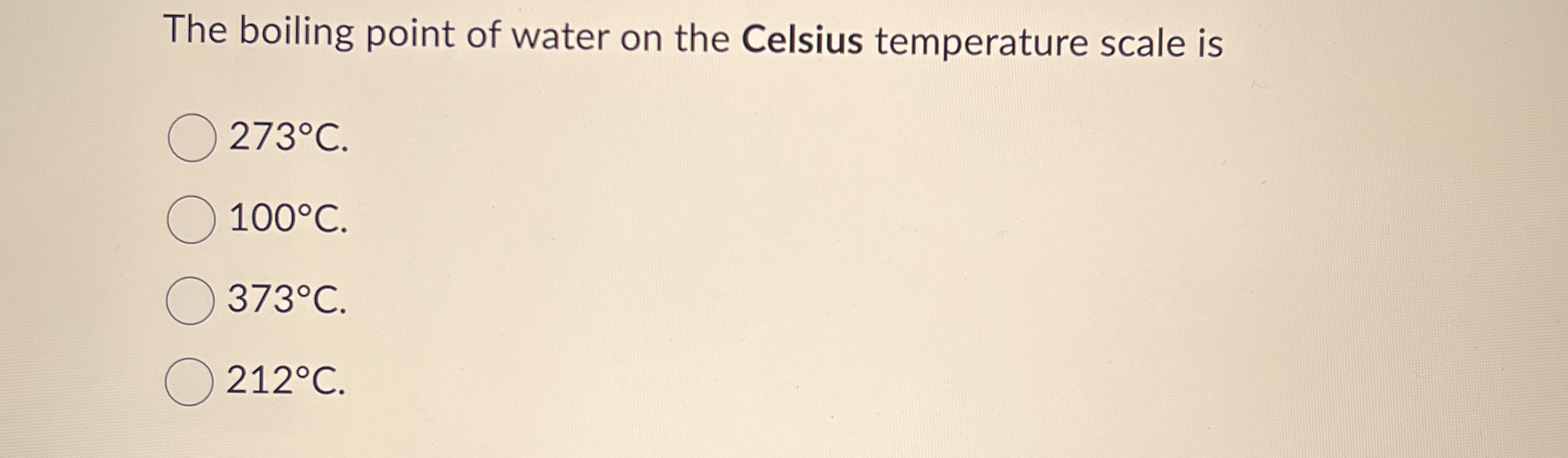 Solved The boiling point of water on the Celsius temperature | Chegg.com