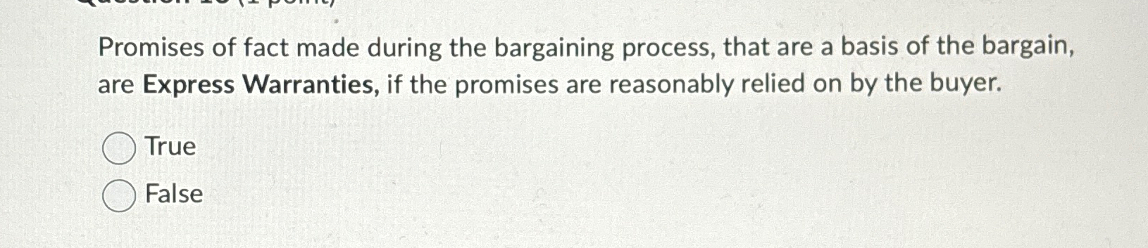Solved Promises of fact made during the bargaining process, | Chegg.com