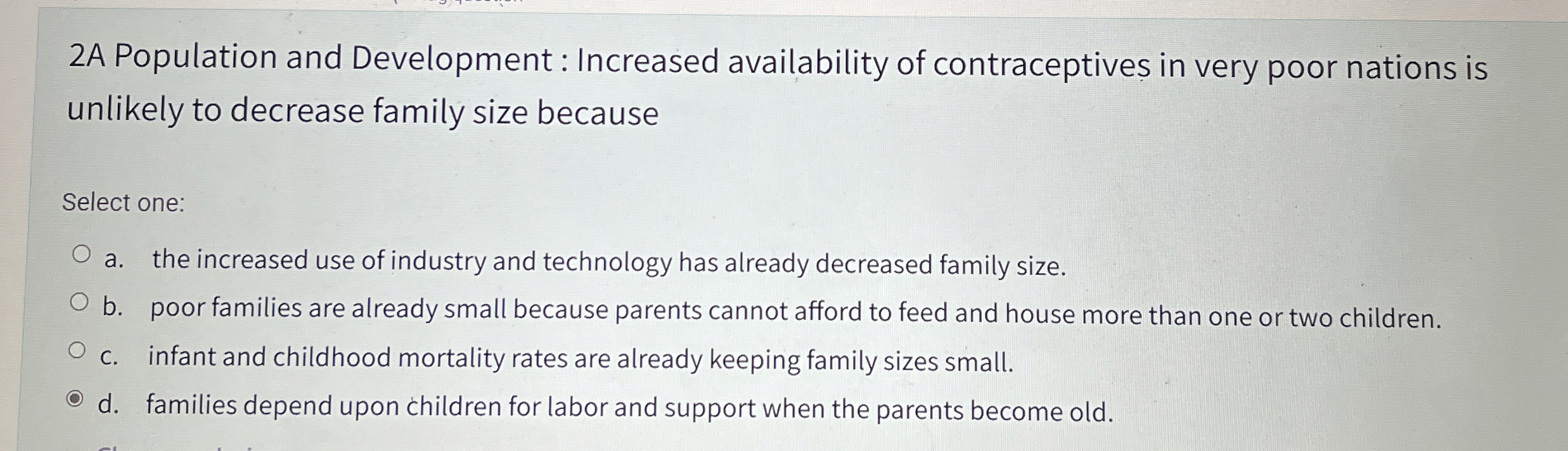 Solved 2A Population and Development : Increased | Chegg.com